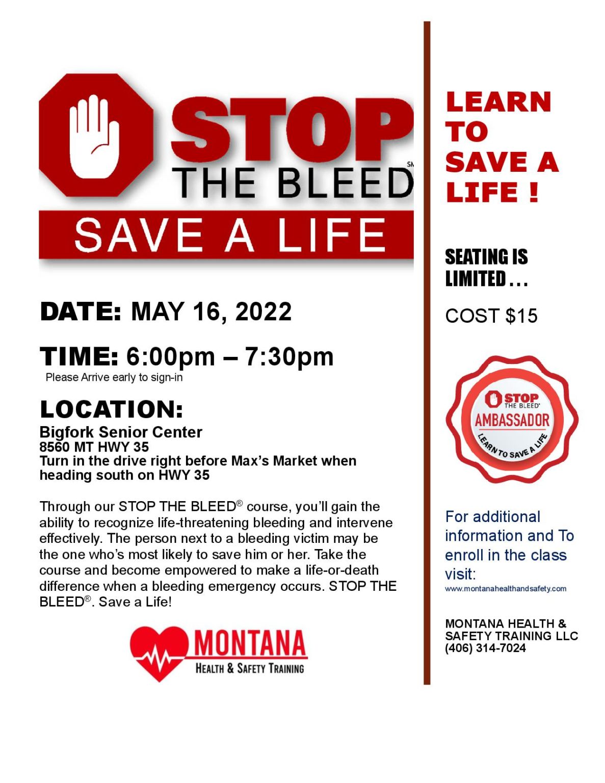 Stop the Bleed Course | Bigfork | Small Village - Big Adventure